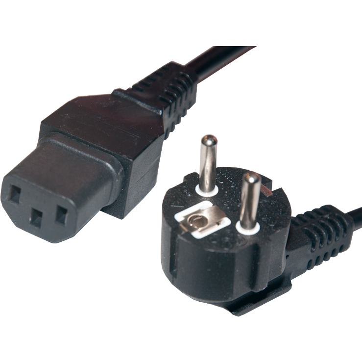 Black Cable 3x1mm with Schuko Plug + IEC Female Plug C13 2m | CABL0028 ...